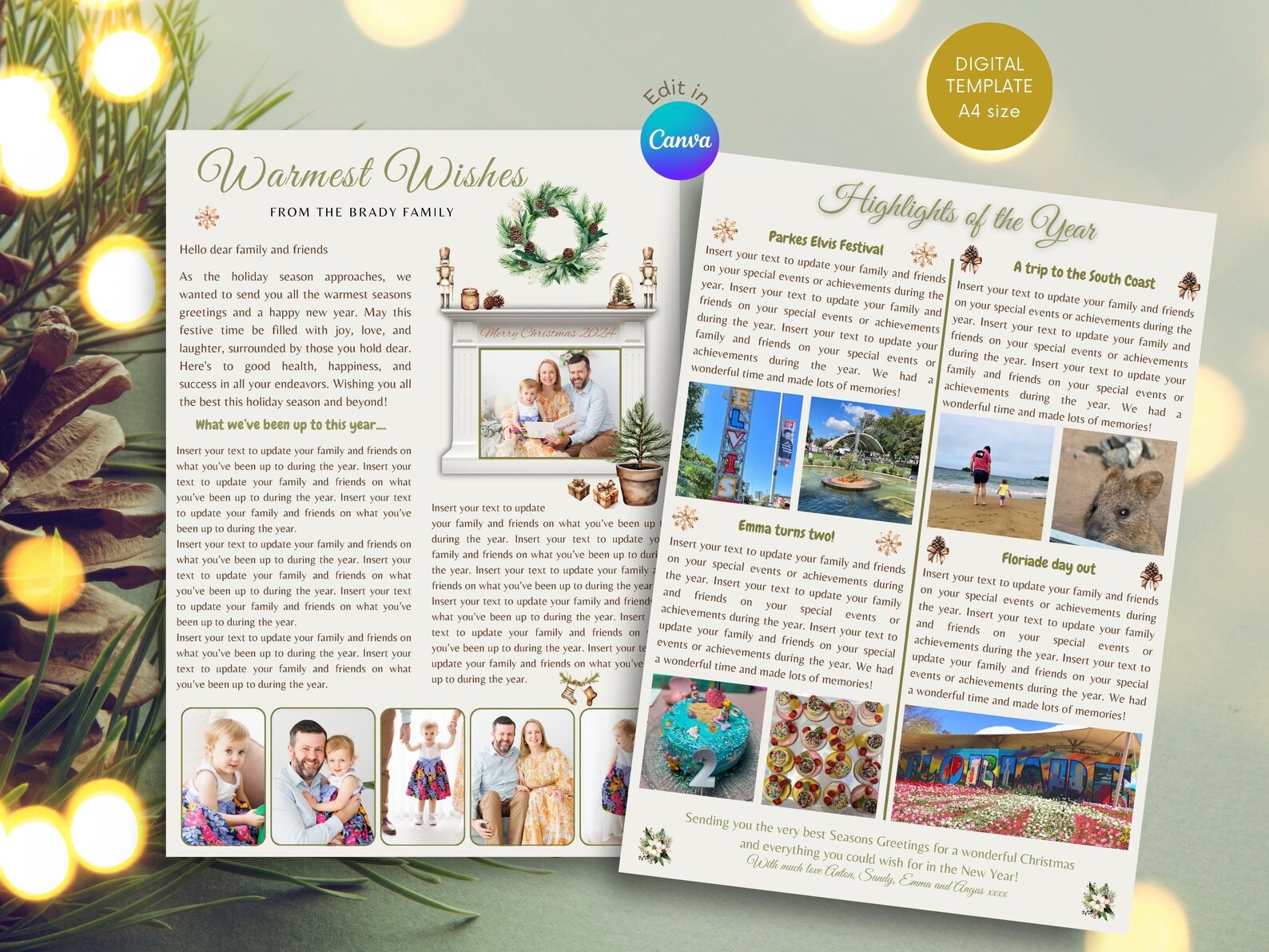 Cozy Christmas Family Newsletter Template Editable Year in Review ...