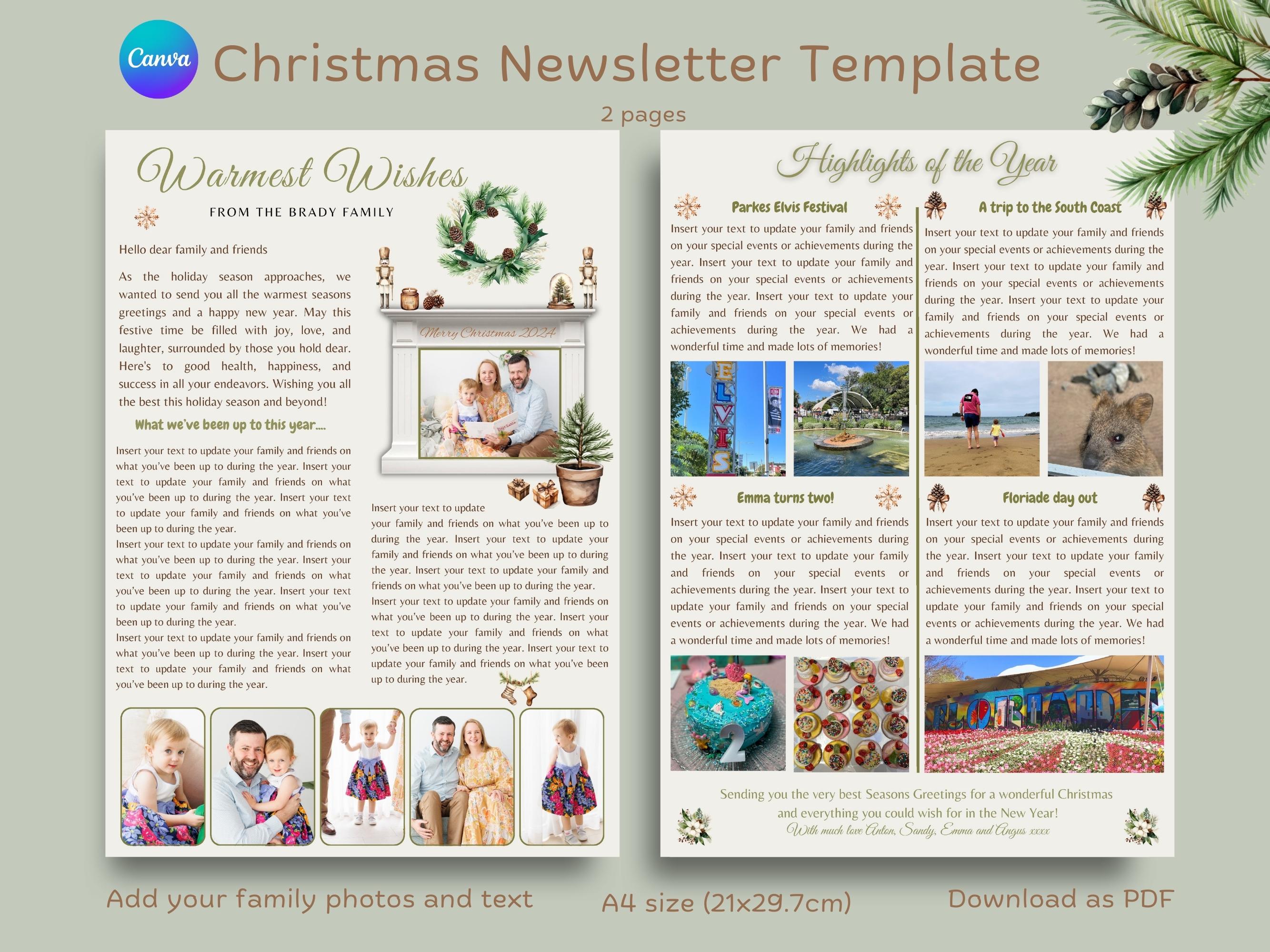 Cozy Christmas Family Newsletter Template Editable Year in Review ...