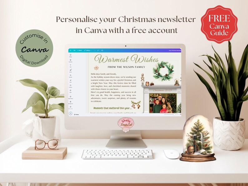 Cozy Christmas Family Newsletter Template | Canva Printable Holiday ...