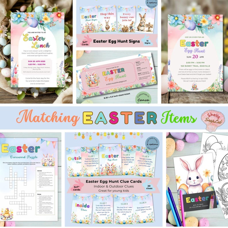 Easter Ticket Invitation Canva Template | Easter Party Invite | Egg ...