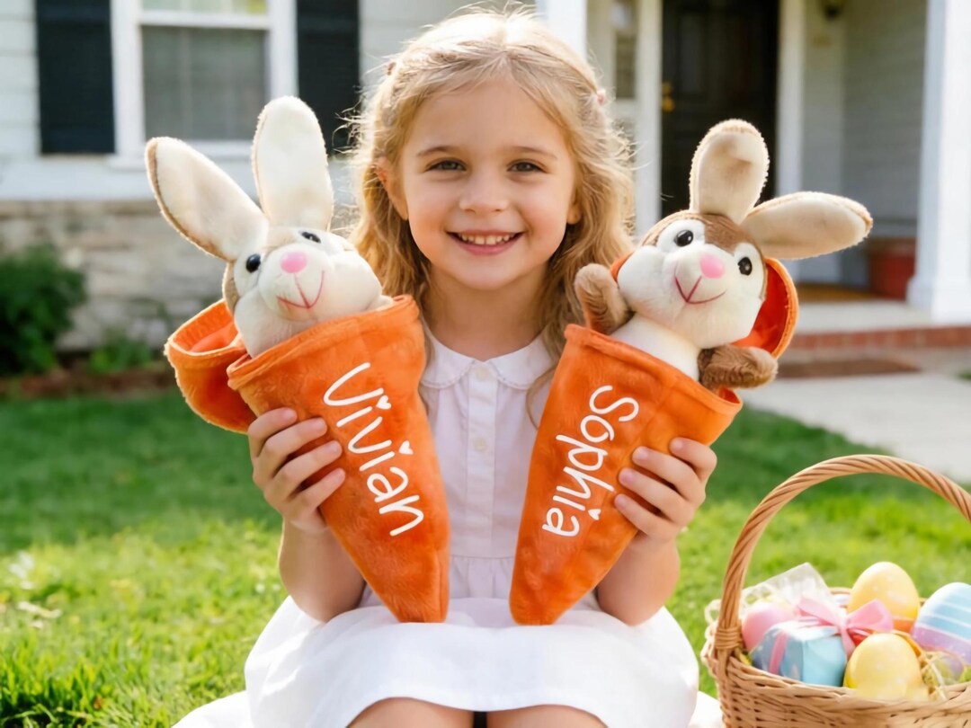 Personalized Funny Easter Bunny Retro, Reversible Carrot Keychain ...