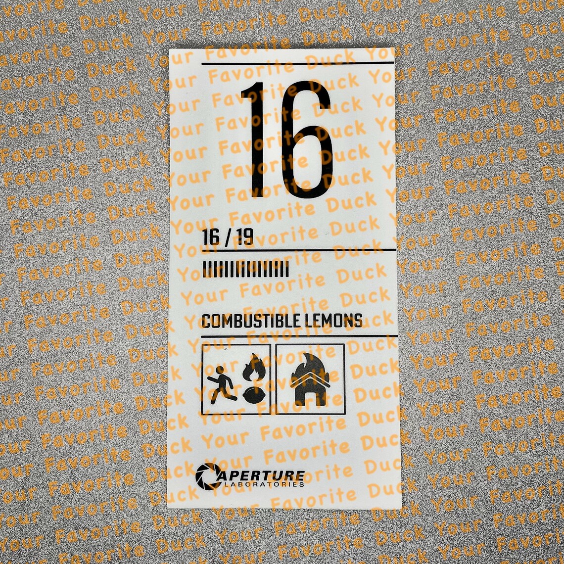 Portal 2 Sticker Warning Sign Combustible Lemons Cave Johnson - Etsy
