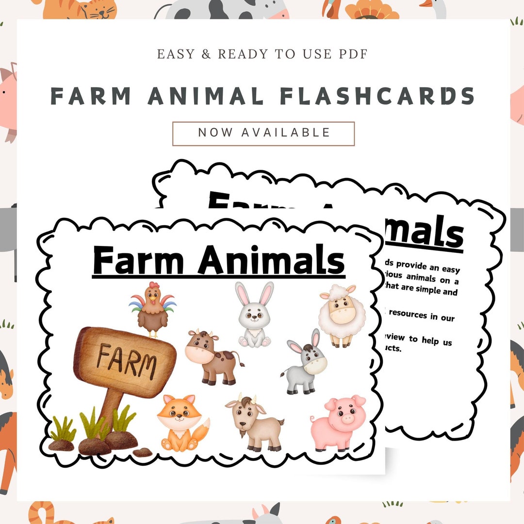Baby Flashcards, Farm Animal Flashcards, Baby Learning, Colorful Baby ...