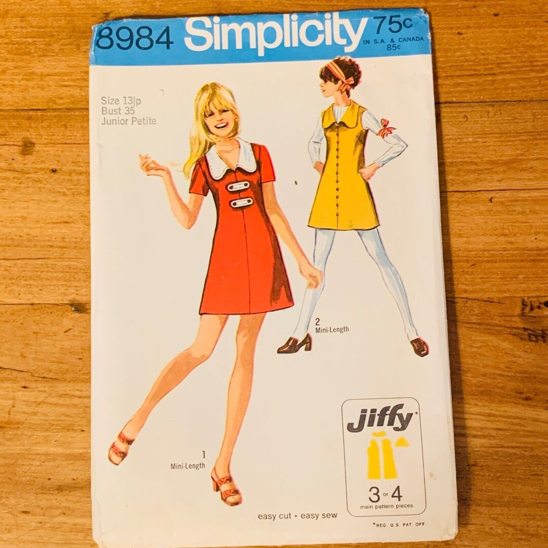 Simplicity #8984 Vintage Sewing Pattern Mini Dress/jumper Sz 13 Jr ...