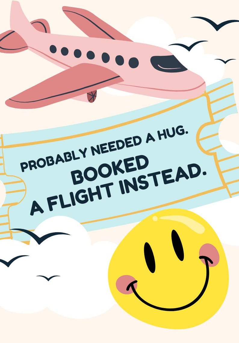 Funny Flight Luggage Tag: Airplane & Smiley Face Travel Gift - Etsy