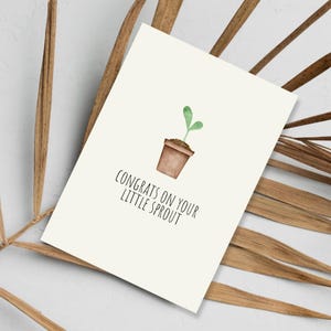 Minimalist Sprout Baby Card: Linen Paper Congratulations Card - Etsy