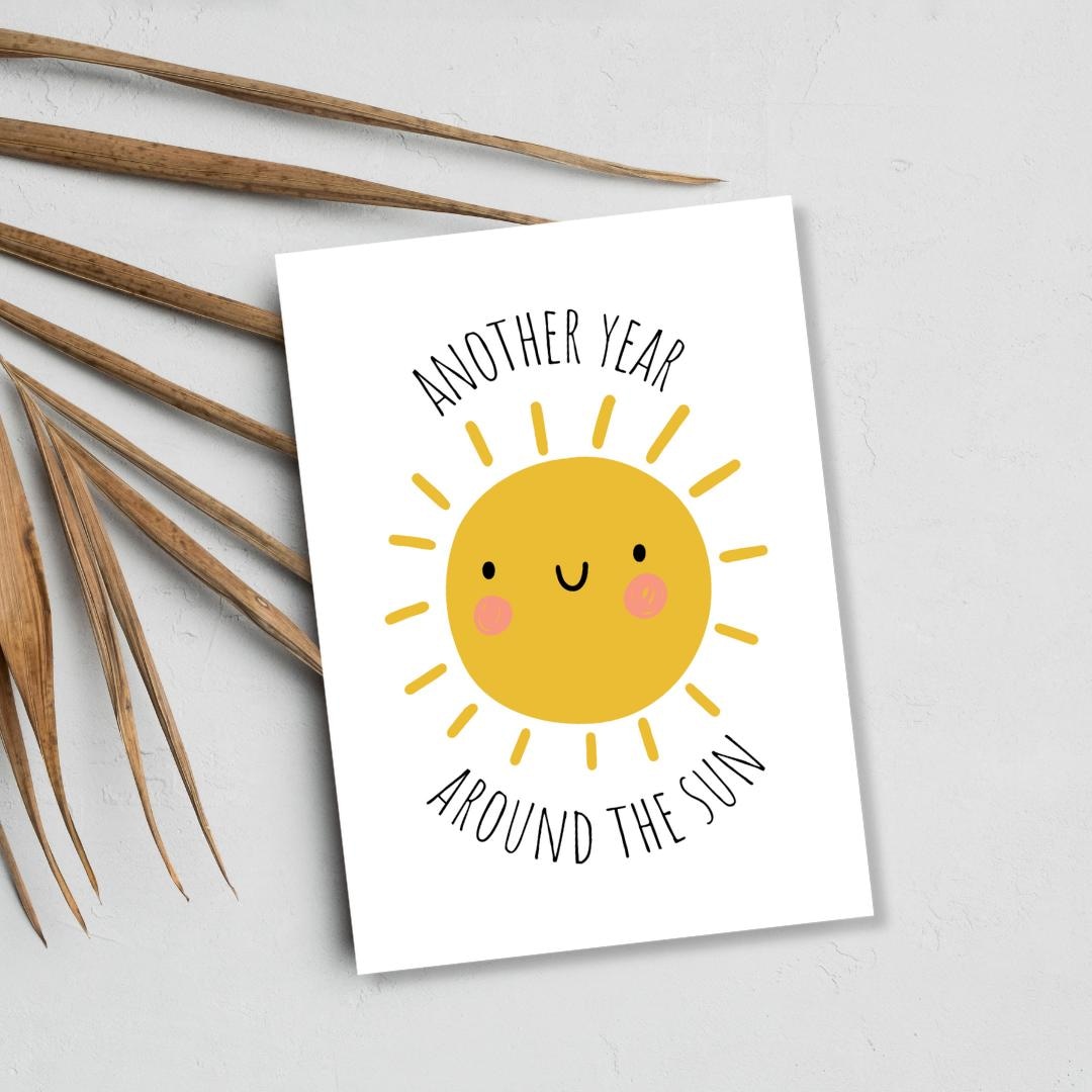 Sun Birthday Card: Classic Linen Cardstock 5x7 - Etsy