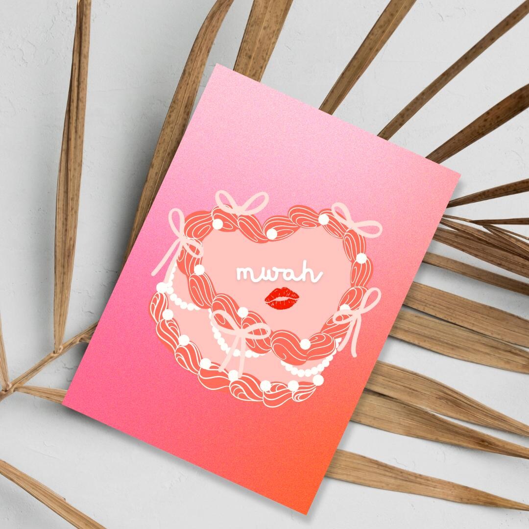 Sweet Love Card | Trendy Heart Cake Design | Coquette Valentine ...