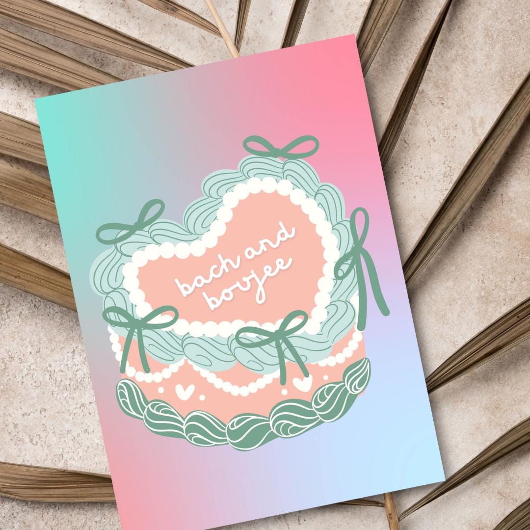 Bach and Boujee Card: Funny Bachelorette Party Card Classic Linen ...