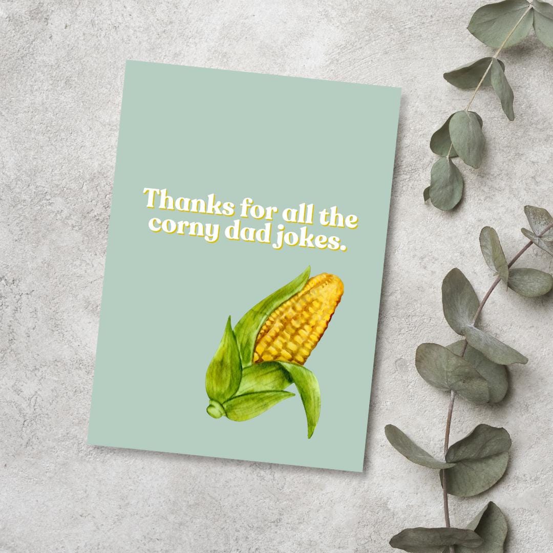 Funny Corn Dad Jokes Father's Day Card Classic Linen Cardstock 5x7 - Etsy