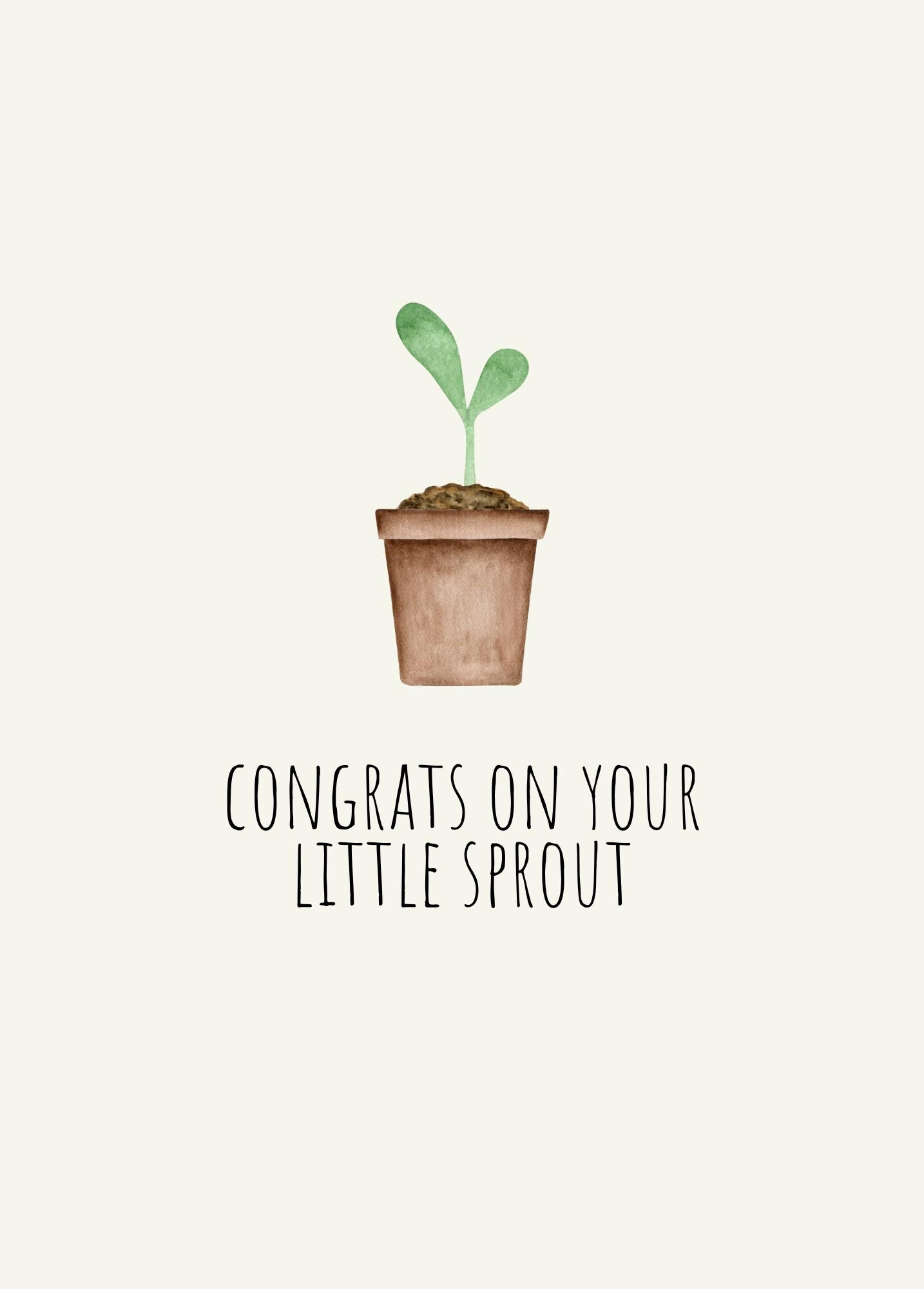 Minimalist Sprout Baby Card: Linen Paper Congratulations Card - Etsy