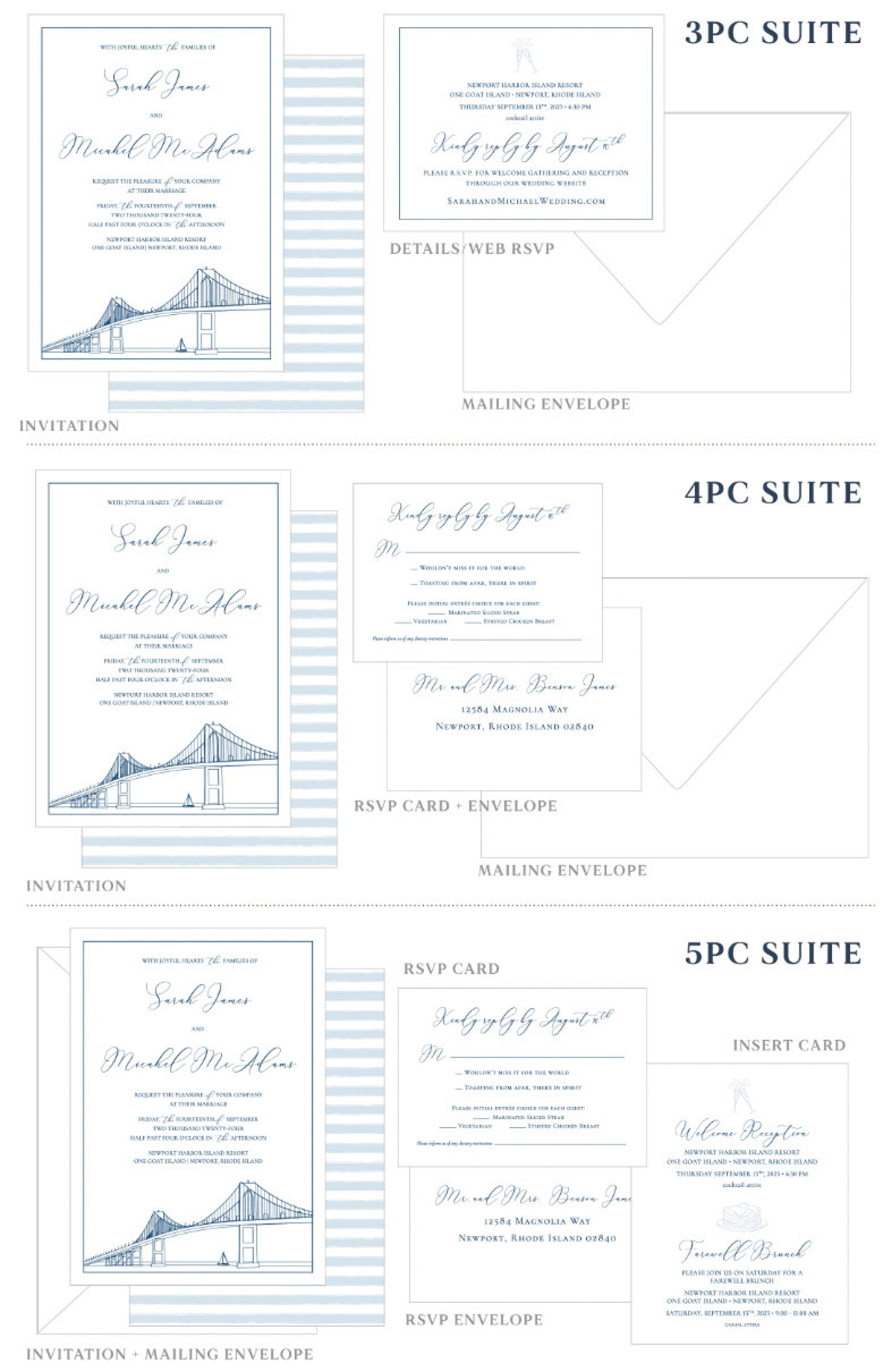 Newport Bridge Wedding Invitation Newport Wedding Invite - Etsy