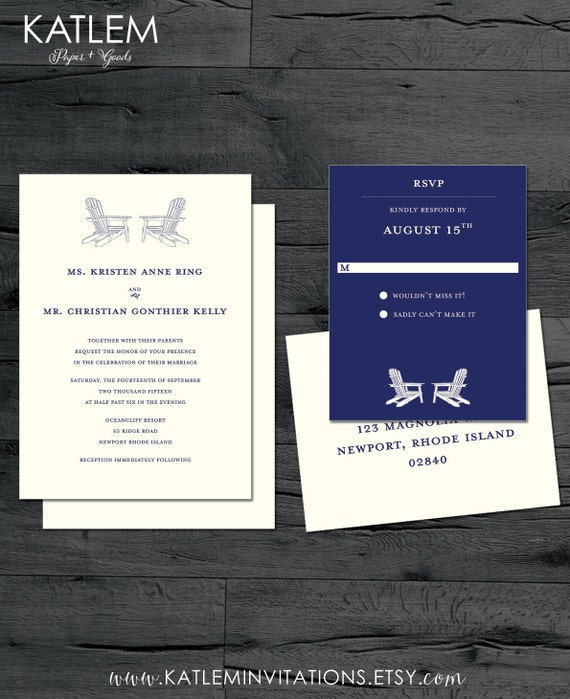 Unique Beach Chair Wedding Invitations