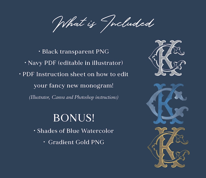 CK Wedding Monogram KC Classic Monogram Watercolor Monogram - Etsy