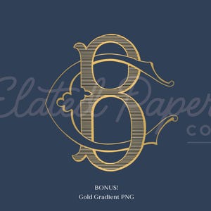 BC Wedding Monogram, CB Classic Monogram, Watercolor Monogram ...