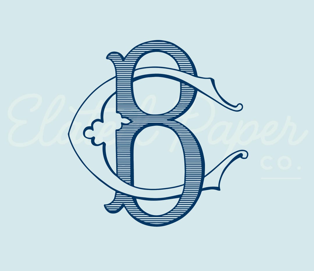 BC Wedding Monogram, CB Classic Monogram, Watercolor Monogram ...