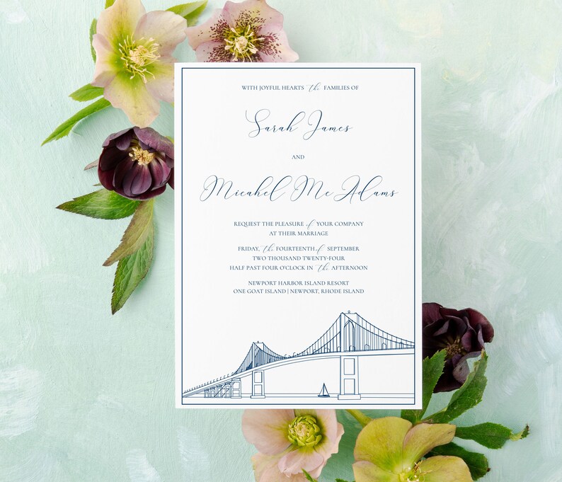 Newport Bridge Wedding Invitation Newport Wedding Invite - Etsy