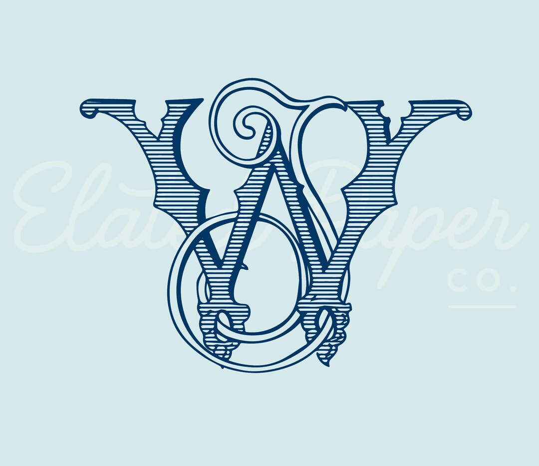 JW Wedding Monogram, WJ Classic Monogram, Watercolor Monogram ...