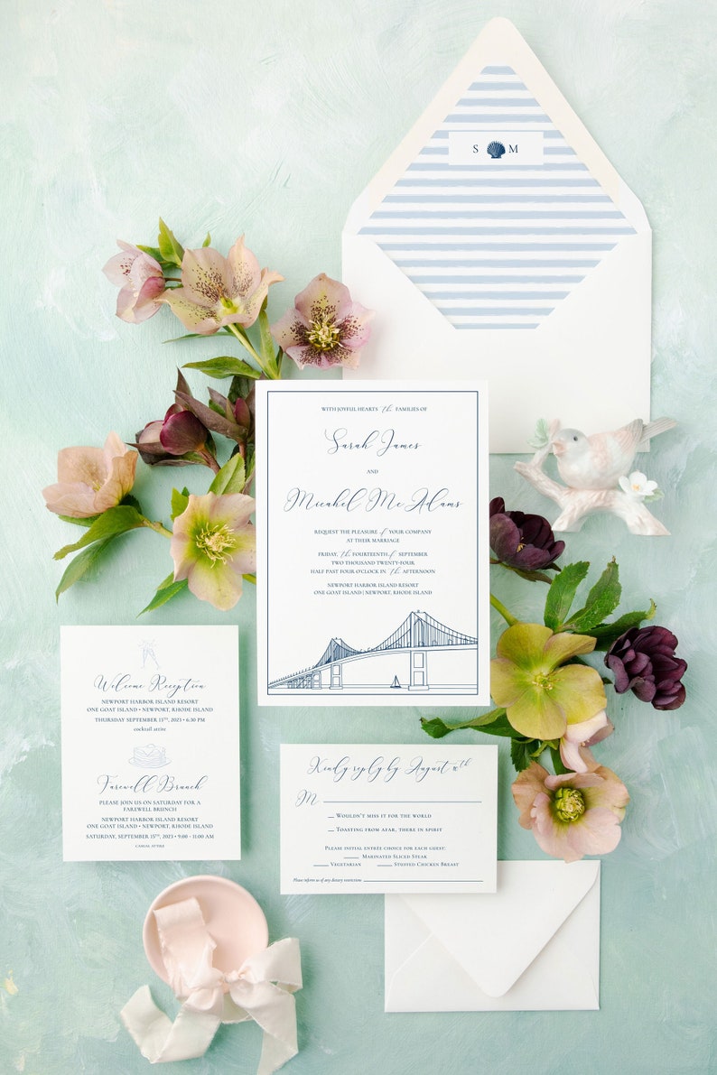 Newport Bridge Wedding Invitation Newport Wedding Invite - Etsy