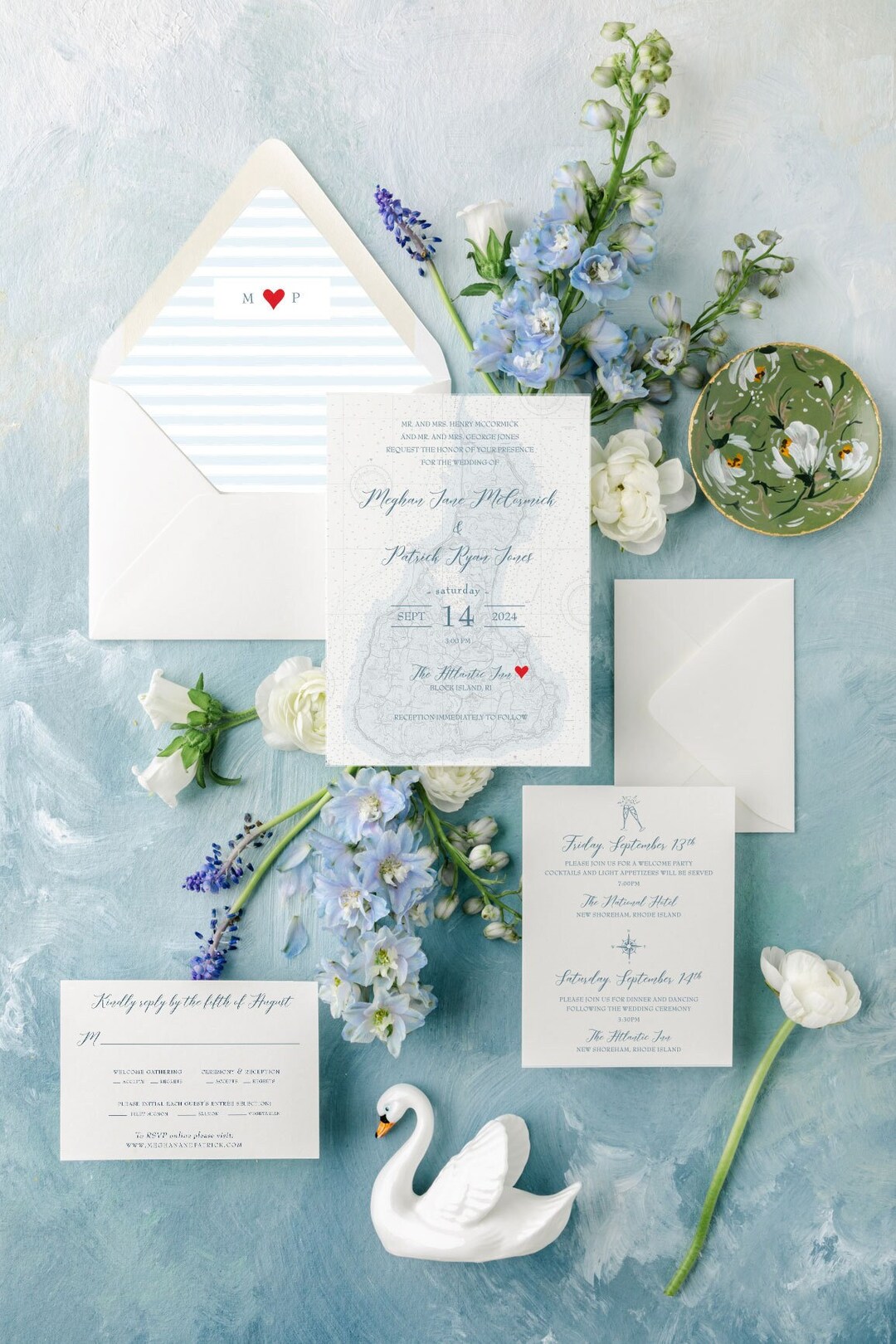 Block Island Nautical Chart Wedding Invitation - Block Island Wedding ...