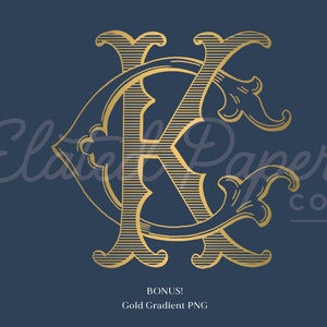 CK Wedding Monogram, KC Classic Monogram, Watercolor Monogram ...