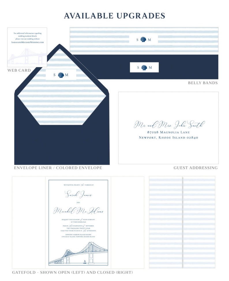 Newport Bridge Wedding Invitation Newport Wedding Invite - Etsy