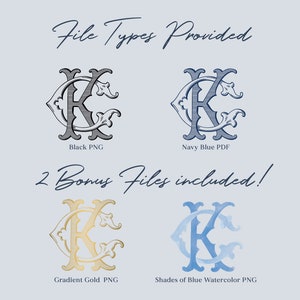 CK Wedding Monogram, KC Classic Monogram, Watercolor Monogram ...