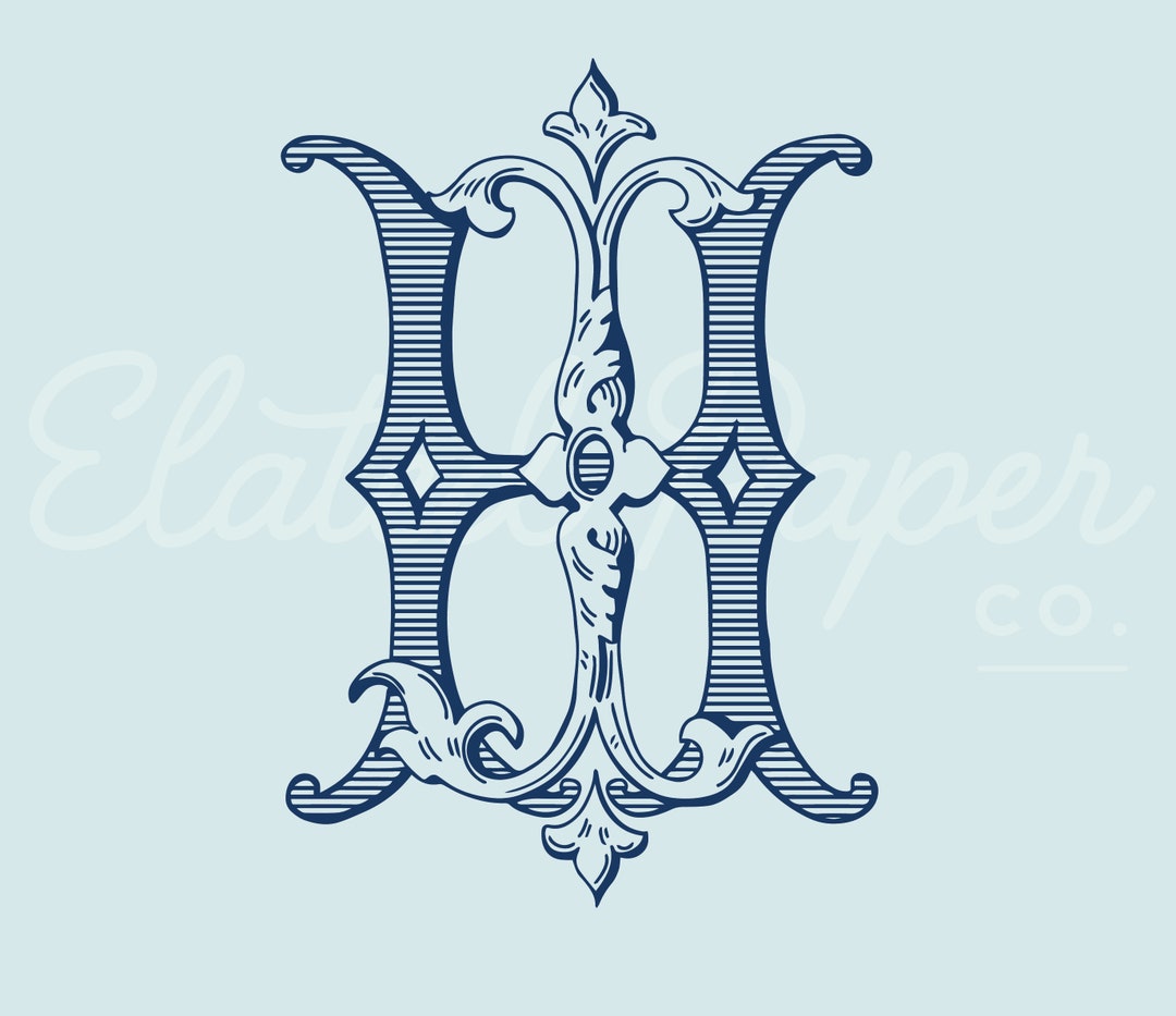 JH Wedding Monogram, HJ Classic Monogram, Watercolor Monogram ...