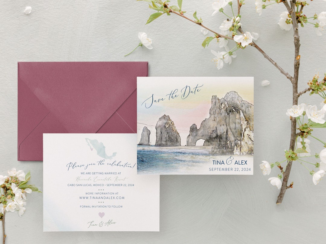 Mexico Save the Date, Destination Wedding Save the Date, Cabo San Lucas ...