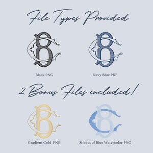 BC Wedding Monogram, CB Classic Monogram, Watercolor Monogram ...