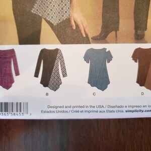 Simplicity 8453 Misses Knit Tops Asymmetrical, Cold Shoulder, Contrasting Fabrics, Sleeve ...