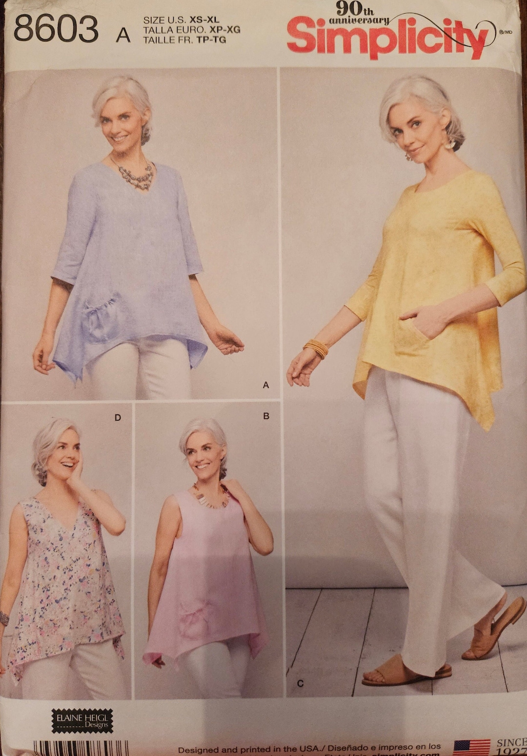Simplicity 8603 Misses Woven Tops | Pullover, Loose-fitting, Asymmetrical Hem, Sleeve & Neckline ...