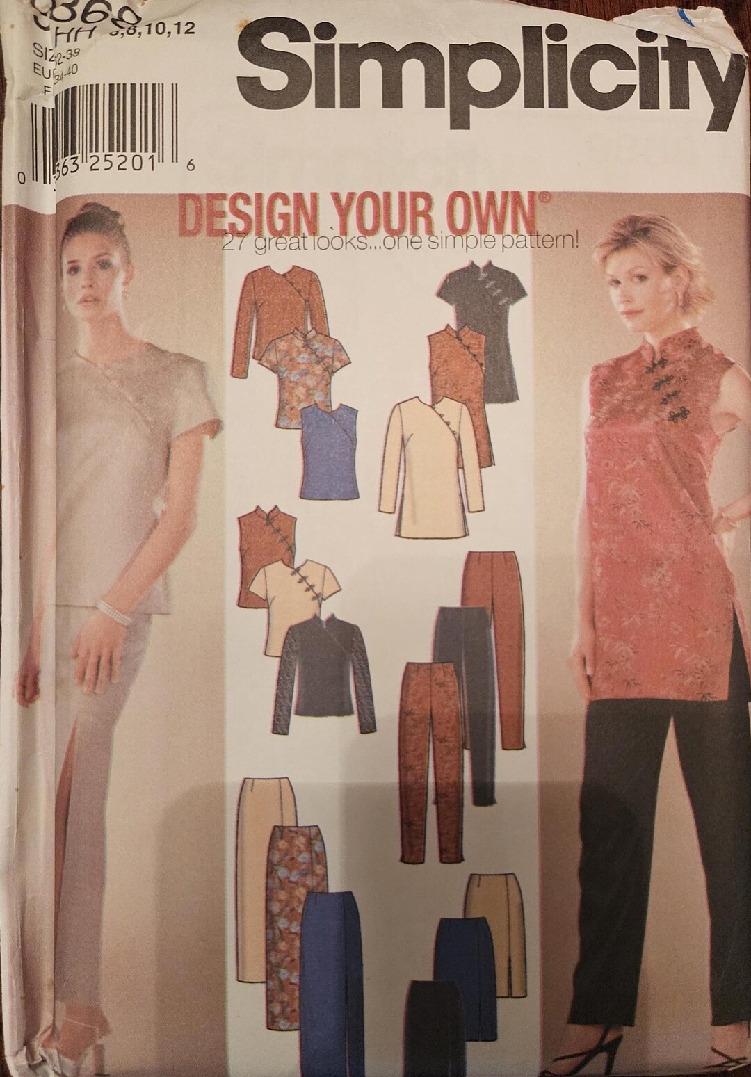 Simplicity 9868 Misses Asian Inspired Cheongsam Tops, Sleeve & Length ...