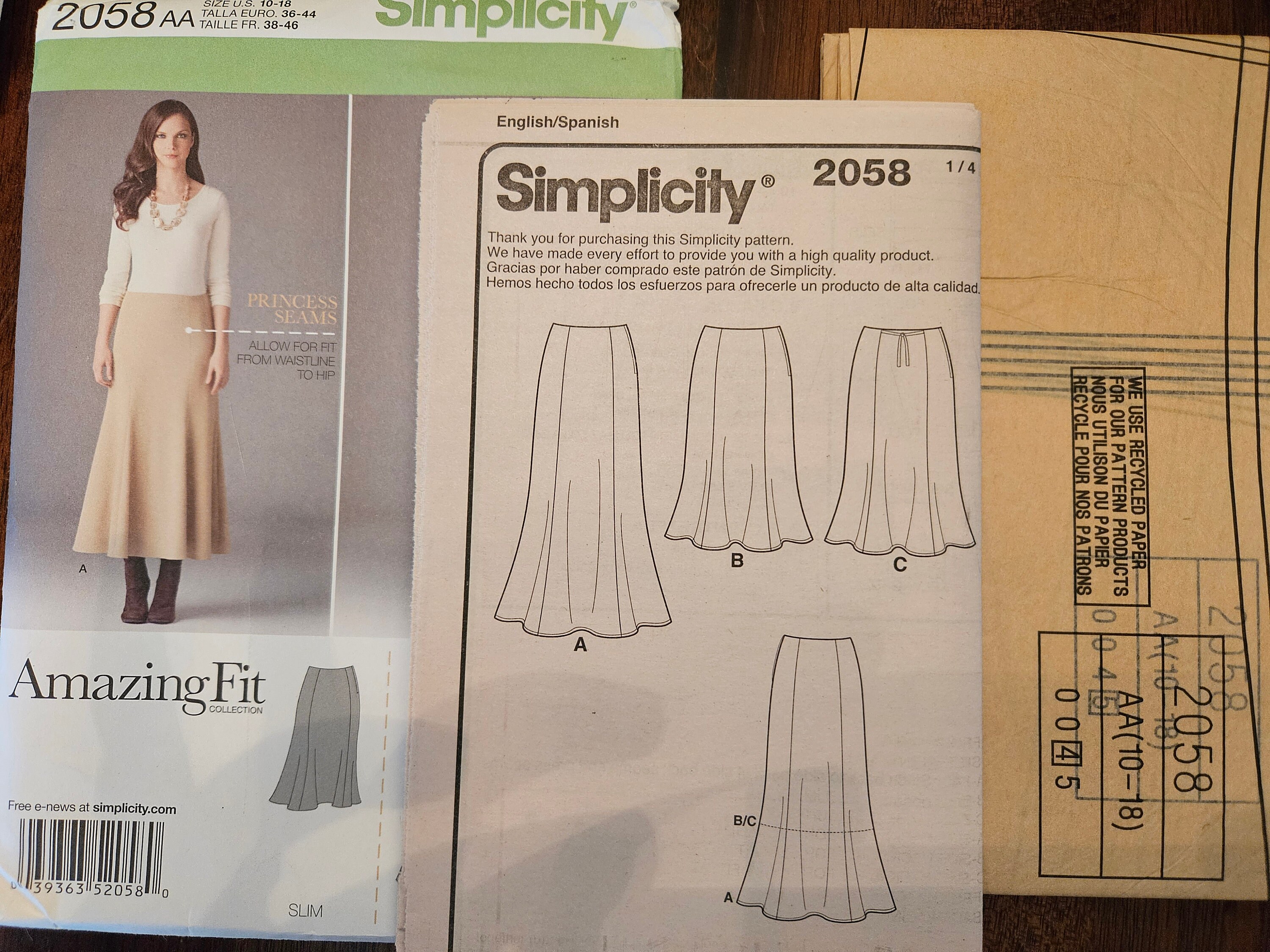 Simplicity 2058 Misses Woven Gored Skirt Slim, Average & Curvy Fit ...