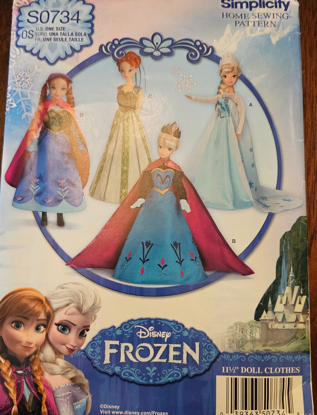 Simplicity S0734/1234 Disney Frozen 11-1/2 Fashion Doll Clothes Gowns ...