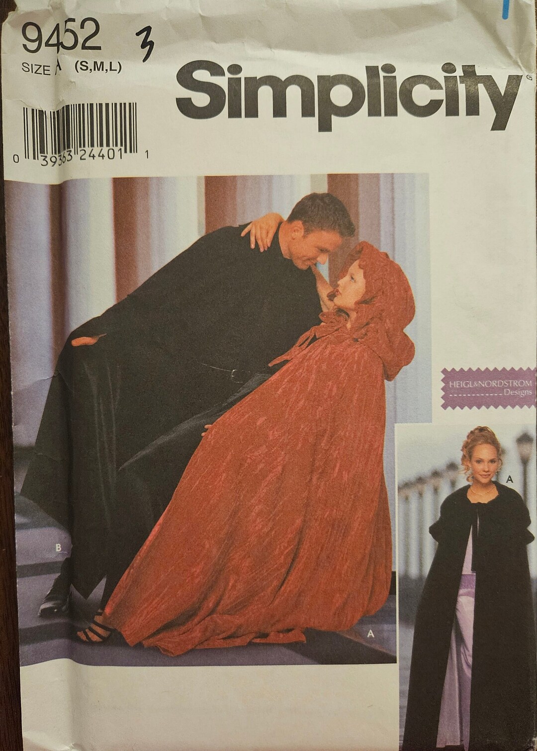 Simplicity 9452 Adult/teen Unisex Historical & Fantasy Cloak Attached ...