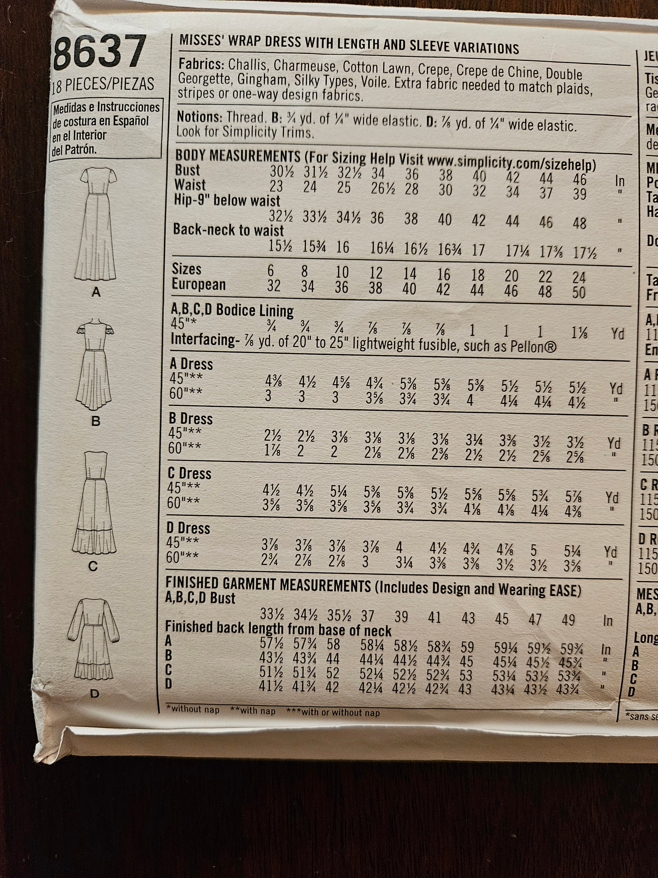 Simplicity 8637 Misses Woven Wrap Dress 3 Lengths, Sleeve Variations ...