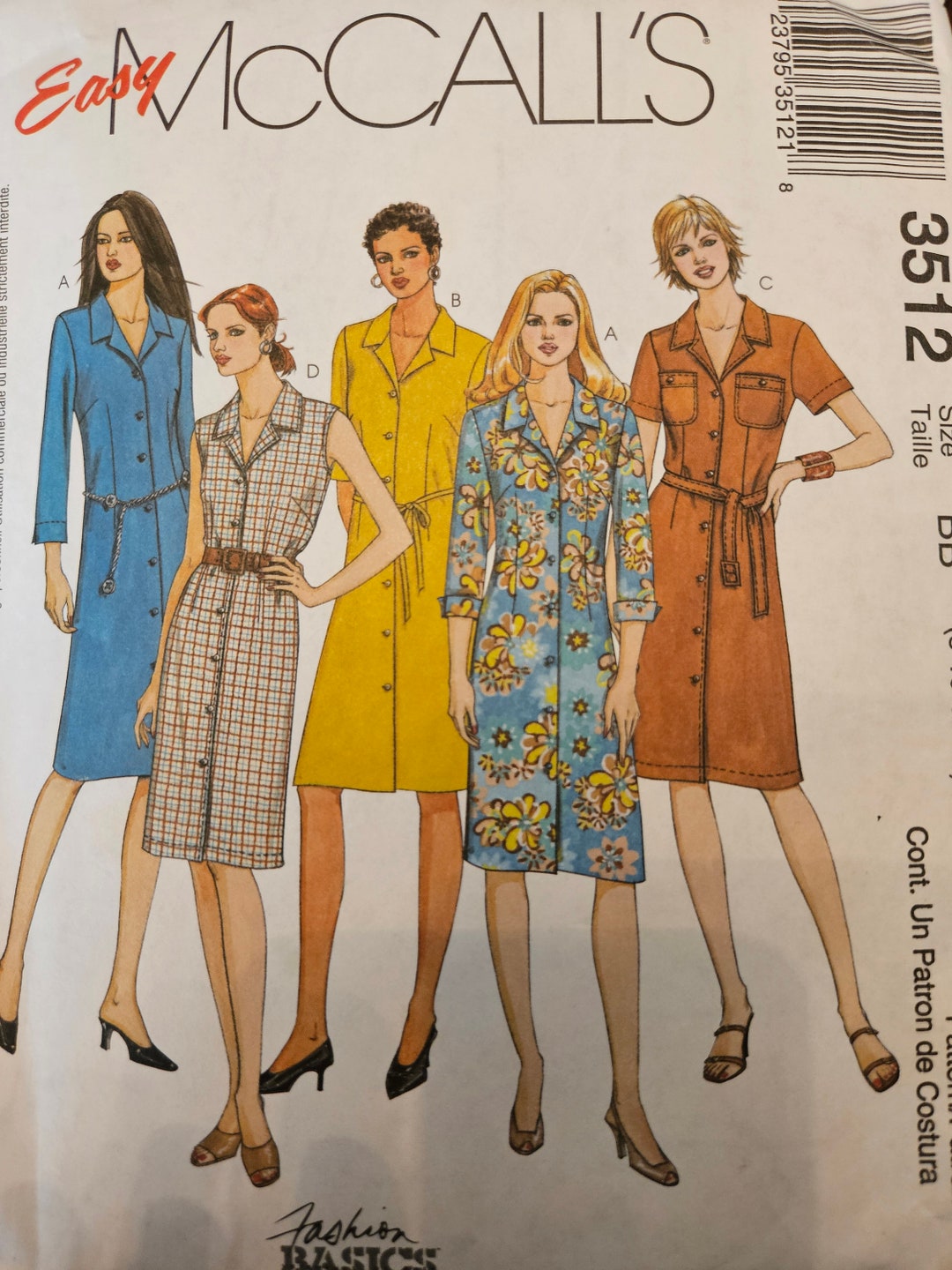 Mccalls 3512 Misses/miss Petite Shirt Dresses | Button-front, Notched ...