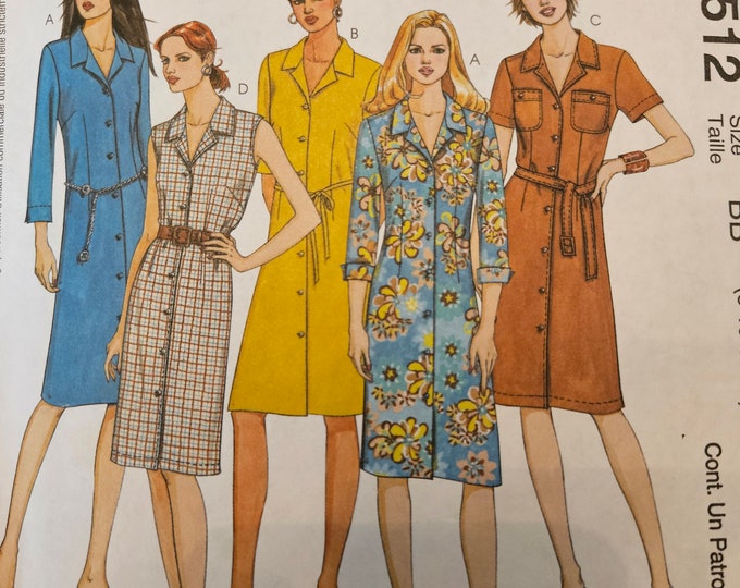 Mccalls 3512 Misses/miss Petite Shirt Dresses | Button-front, Notched ...