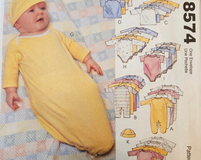 Mccalls 8574 Infants & Preemie Knit Layette Gown, Romper, T-shirt ...