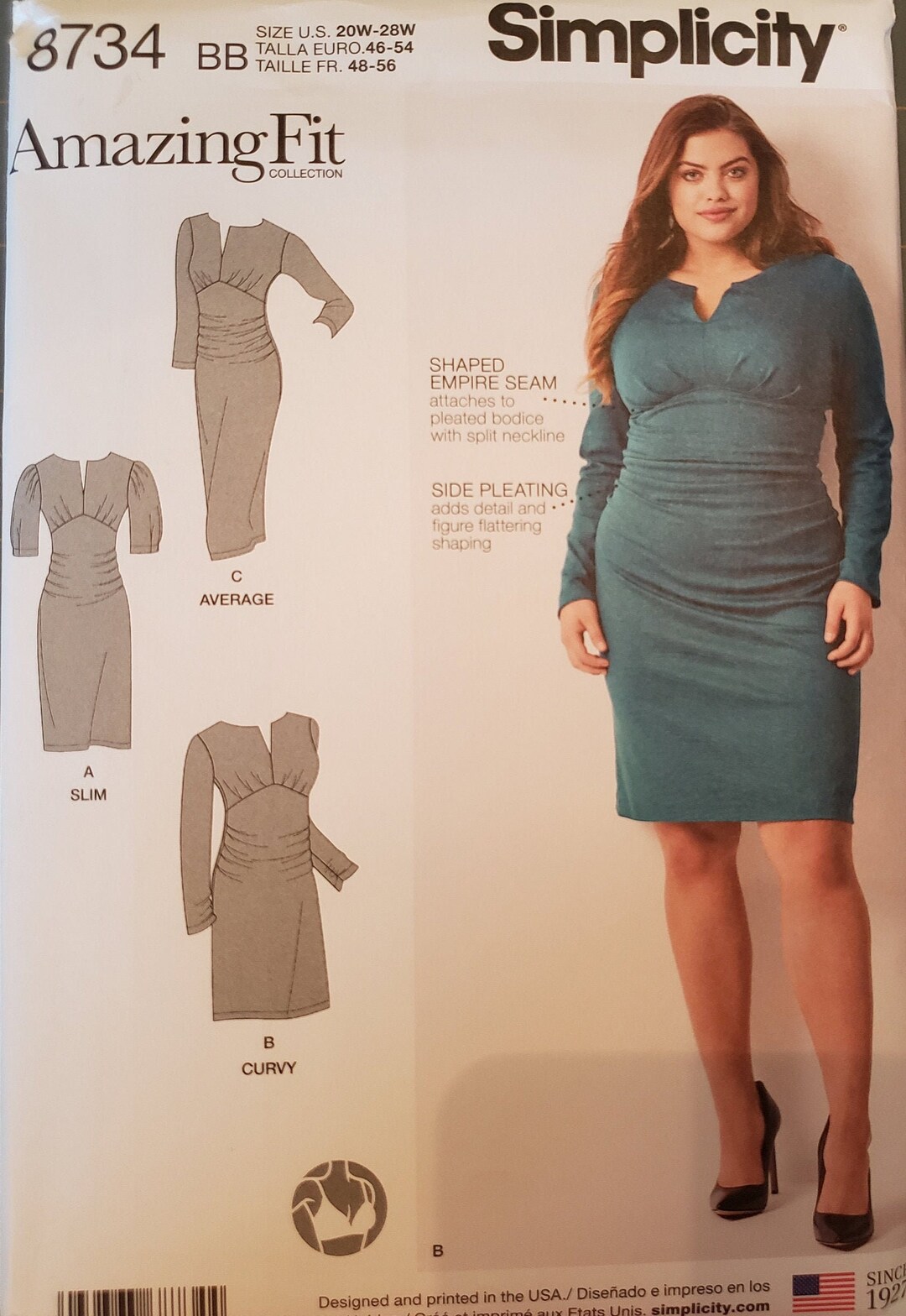 Simplicity 8734 Womens Knit Dress | Close-fitting, Ruched Side, Bust ...