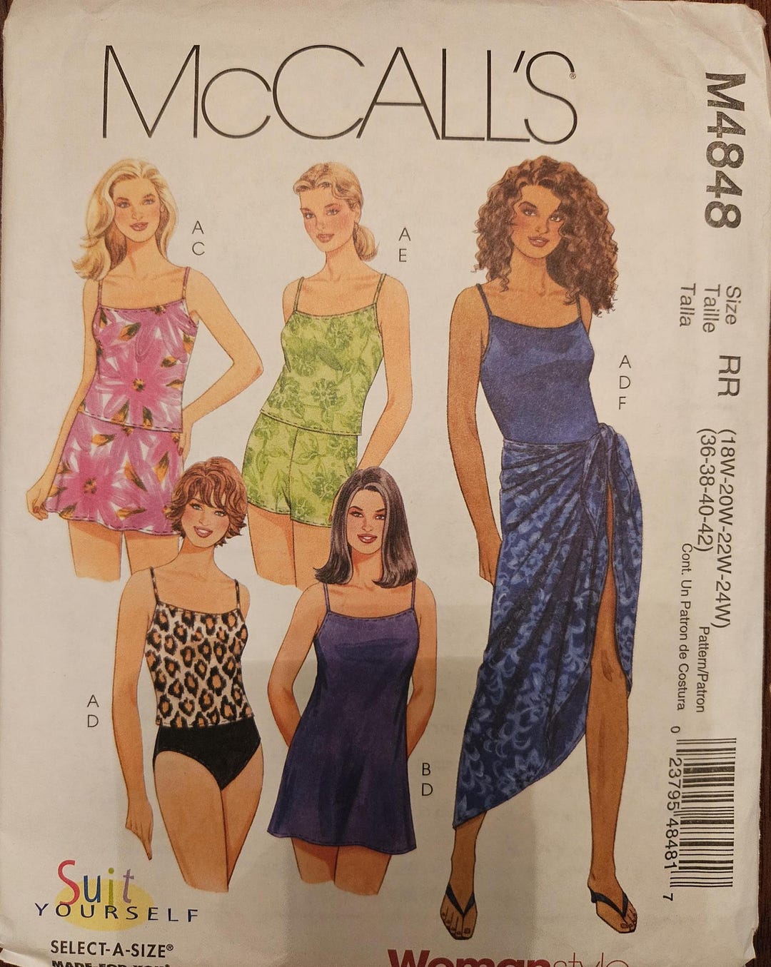 Mccalls M4848 Womens Swimsuits | Top, Swimdress, Skirt, Briefs ...