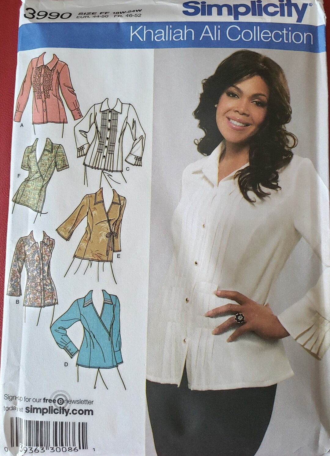 Simplicity 3990 Womens Woven Shirts Front & Sleeve Options, Collar ...
