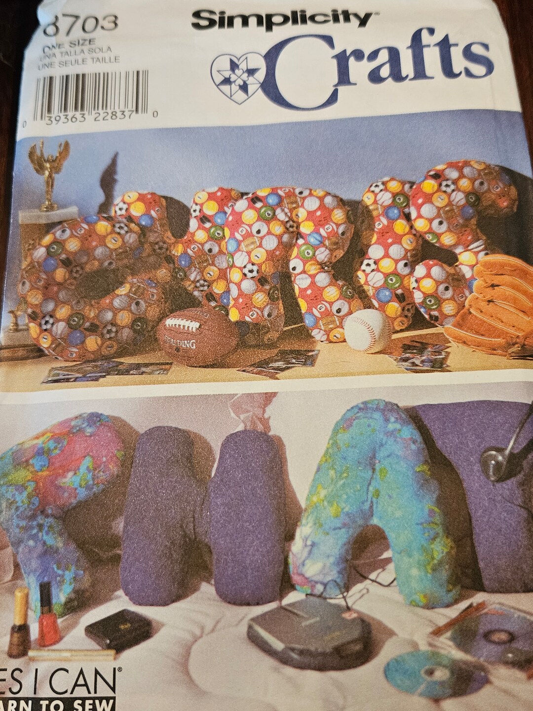 Simplicity 8703 Stuffed Alphabet Pillows Home Decorating Novelty ...