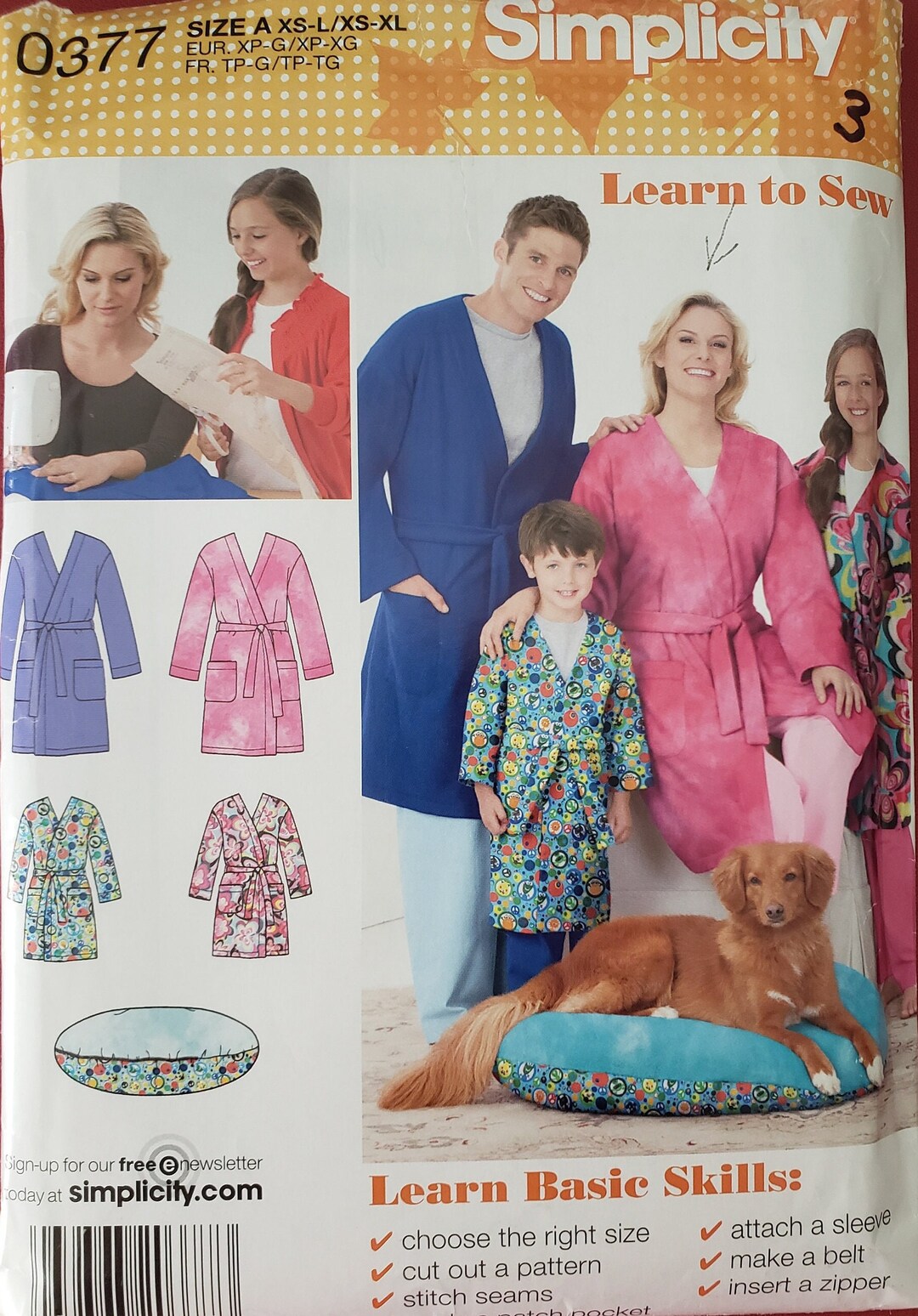 Simplicity 0377/1946 or 3575 Family Sleepwear Robes for Adults and Kids ...