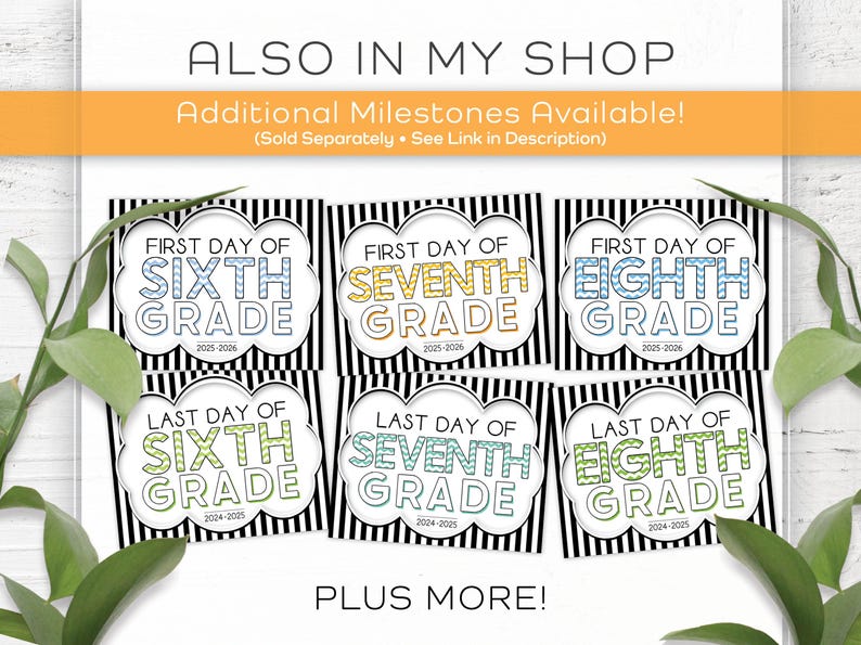 First Day of 8th Grade Sign, Printable Back to School Announcement ...