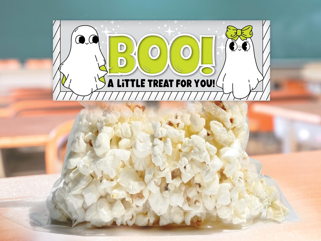 Printable Halloween Treat Bag Toppers, Ghost Popcorn and Candy Bag ...