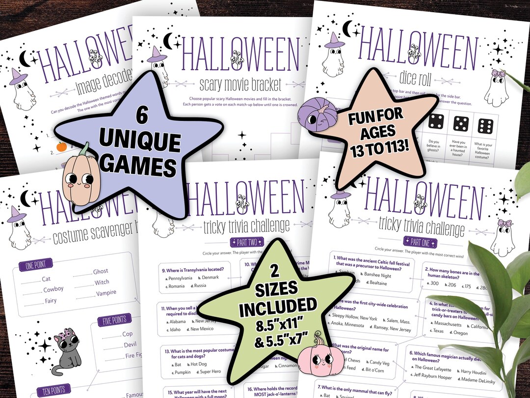 Printable Halloween Games Bundle, Halloween Party Games, Halloween ...