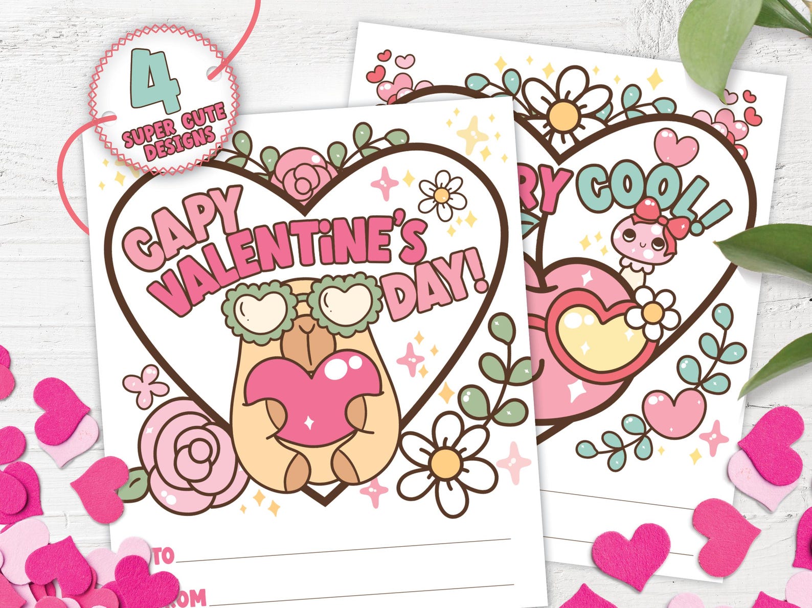 Printable Kids Valentine’s Day Cards, Capybara Valentine's Day Cards ...