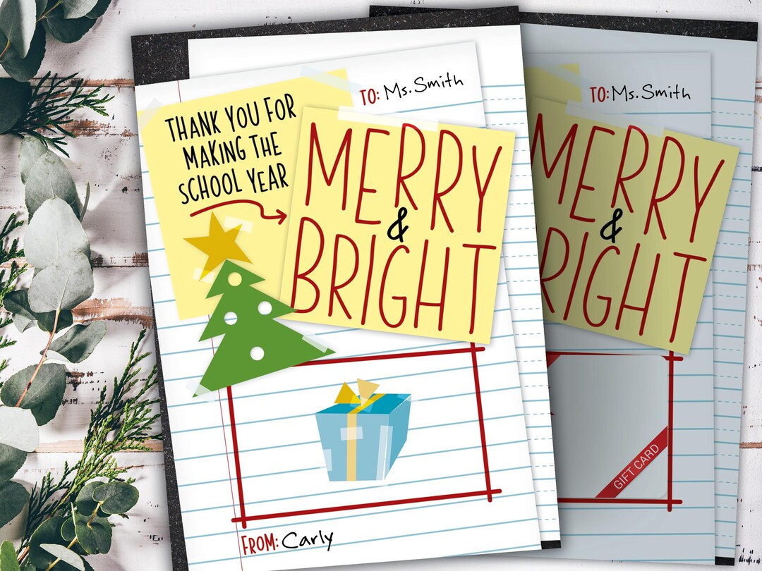 Printable Teacher Appreciation Gift Card Holder, Christmas Gift Card ...